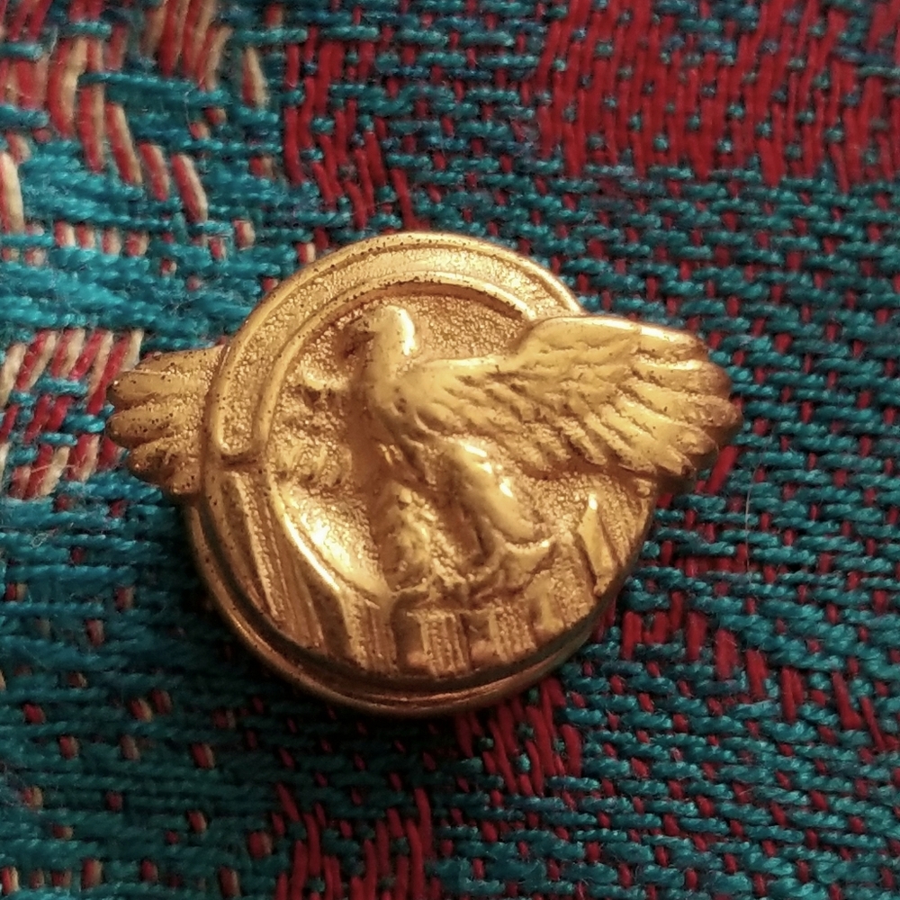 Vintage Military Eagle Collar Stud Button Gold Tone R… - Gem